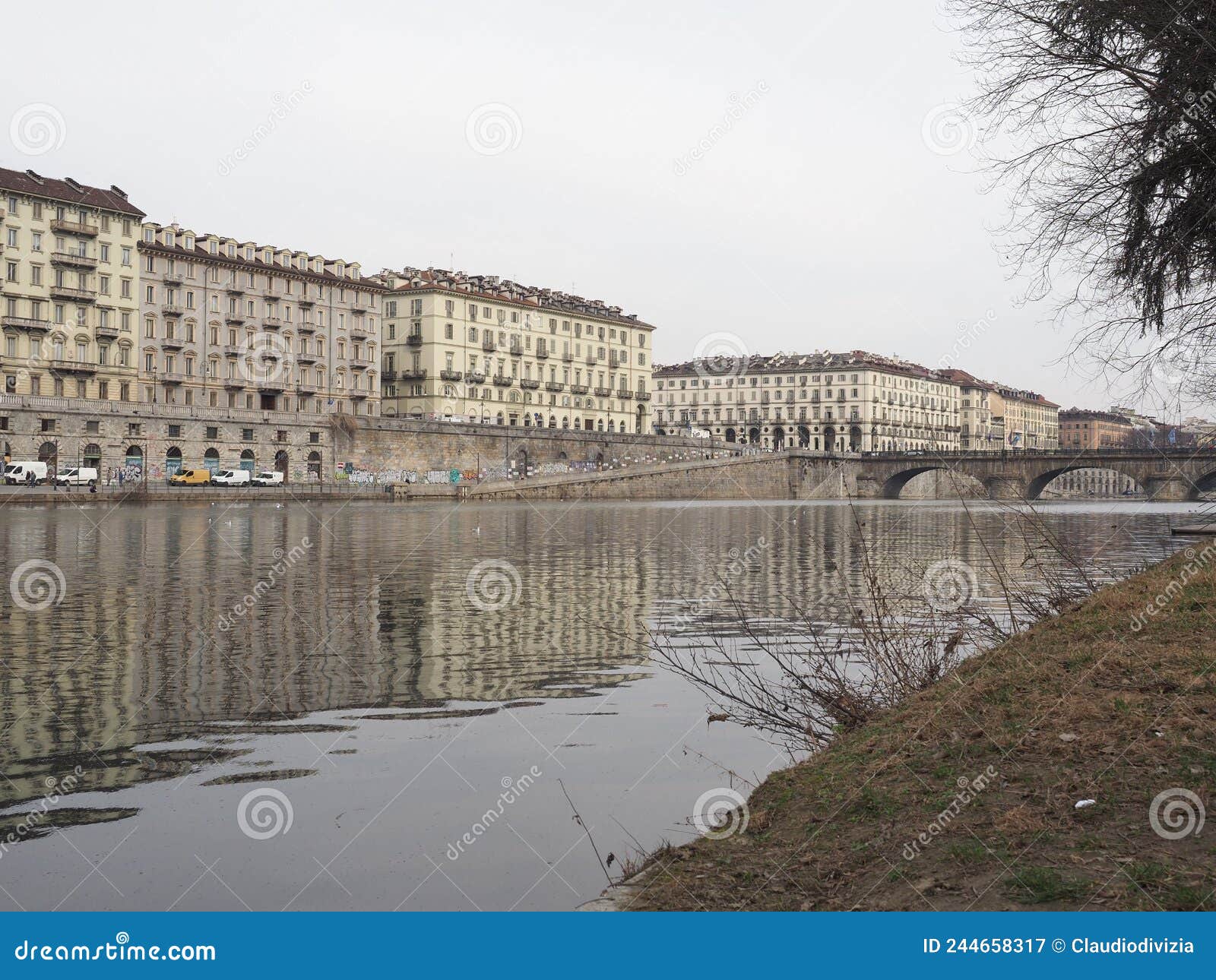 River Po in Turin editorial photography. Image of italian - 244658317