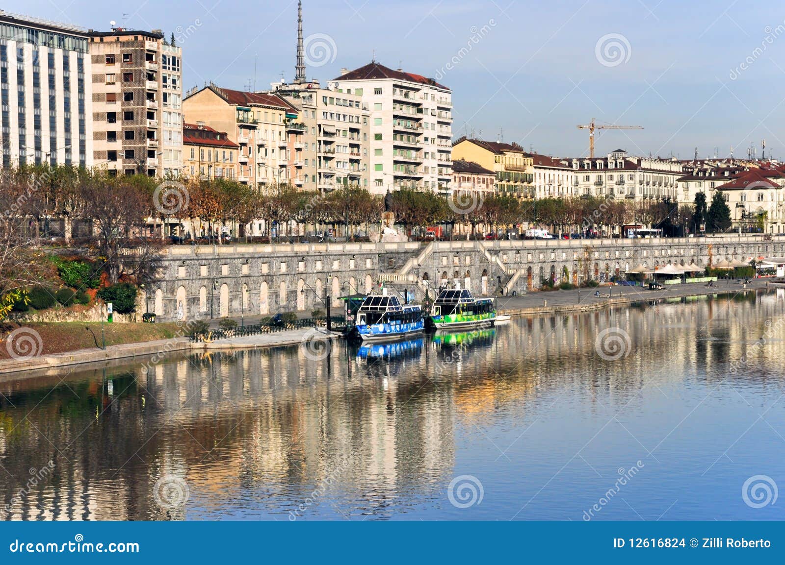 River Po, view of Murazzi stock photo. Image of blue - 12616824