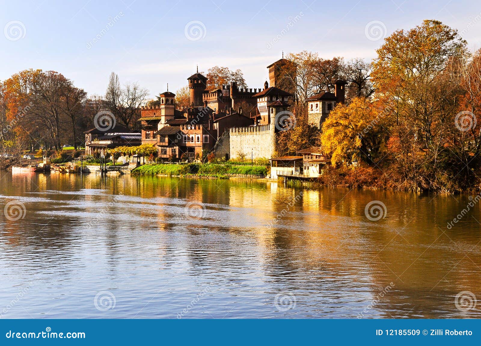 River Po, View of Park of Valentino. Stock Image - Image of frame ...