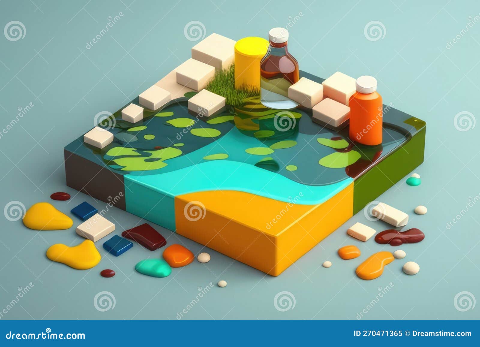 River Polluted with Plastic Waste and Litter, Showing the Environmental ...