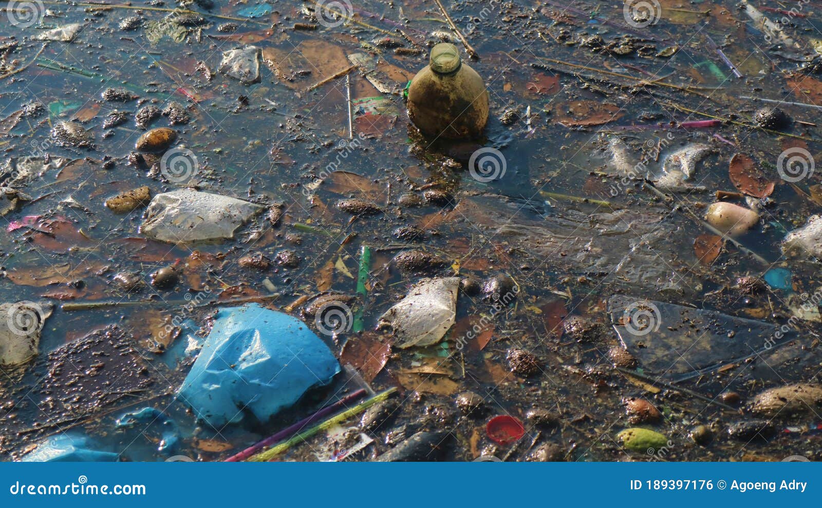 River that is Polluted with Various Garbage and Trash Stock Photo ...