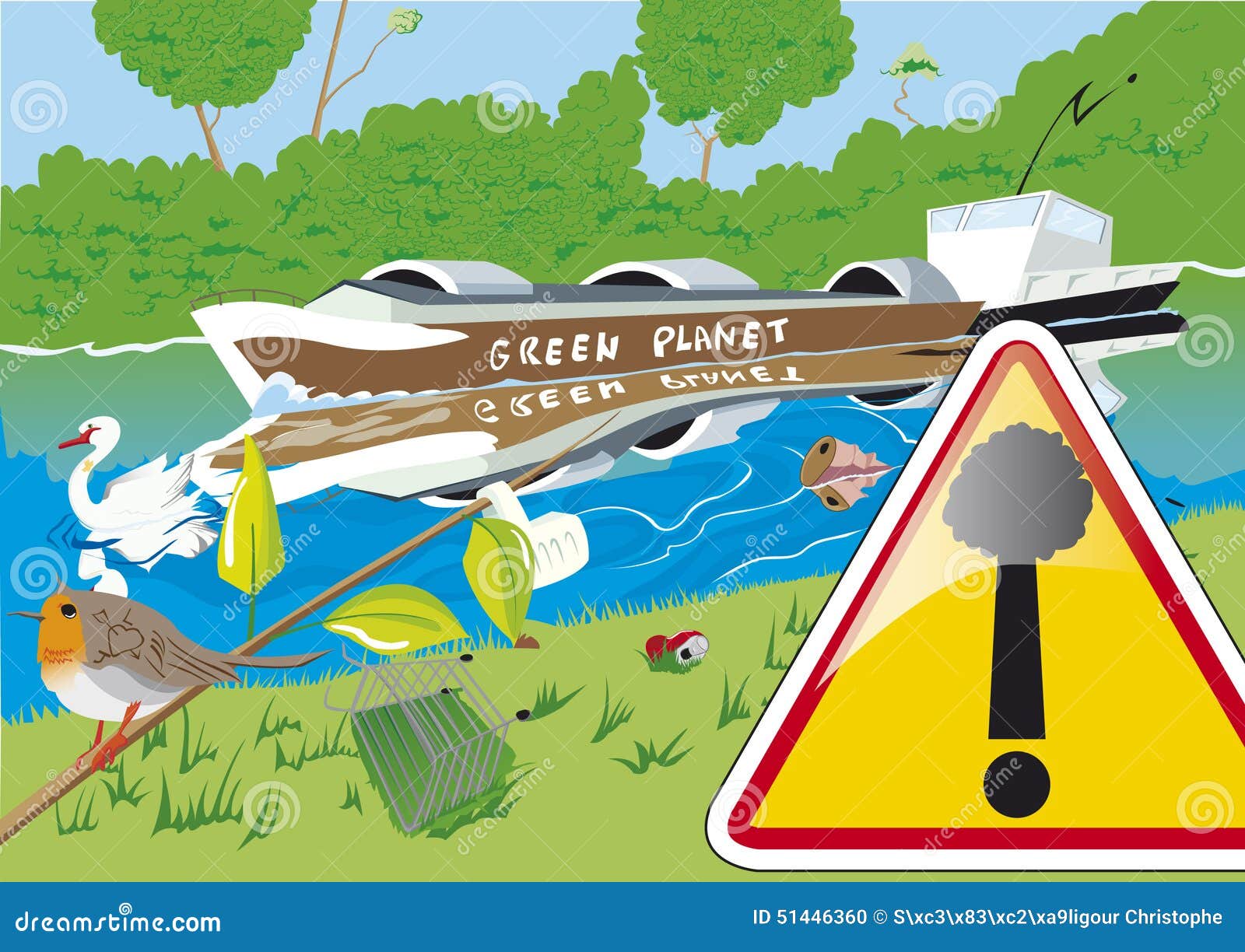 River in pollution stock vector. Illustration of natural - 51446360