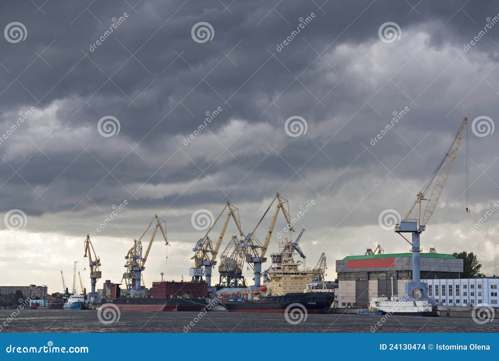 The River Port in Bad Weather Stock Photo - Image of transportation ...