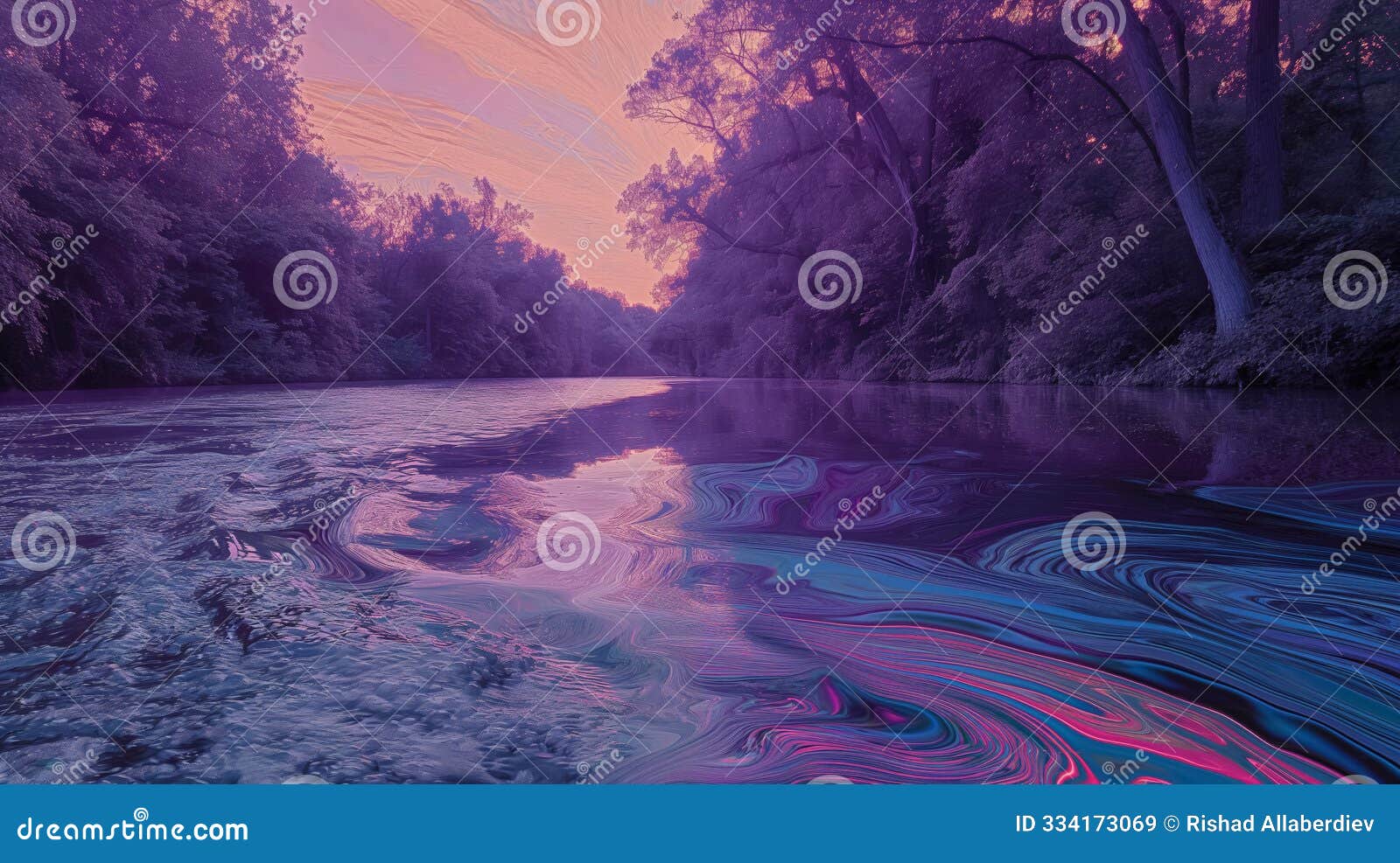 River with Psychedelic Swirl Colors Stock Illustration - Illustration ...