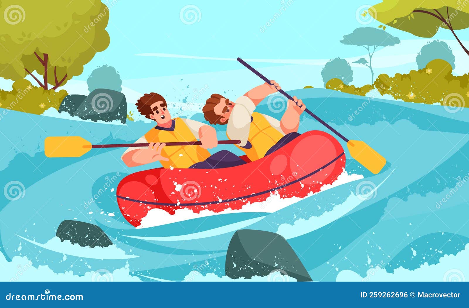 River Rafting Concept stock vector. Illustration of water - 259262696