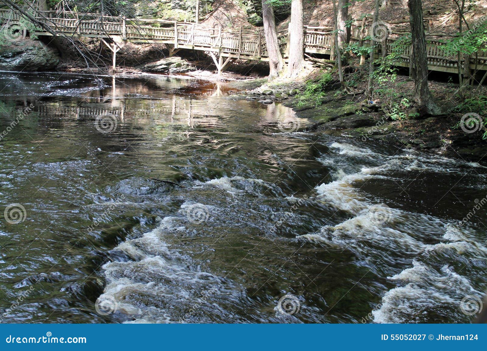 Bushkill falls River stock image. Image of colors, mountains - 55052027