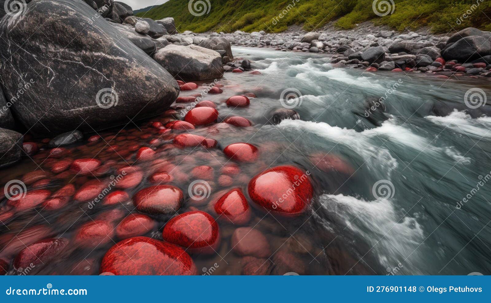 A River with Red Rocks and Water Flowing Down it S Sides Stock Photo ...