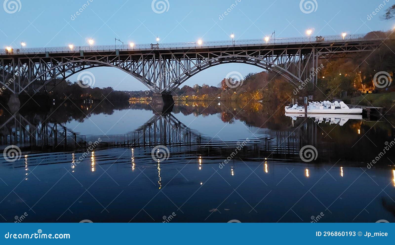 River reflection at night stock image. Image of pier - 296860193