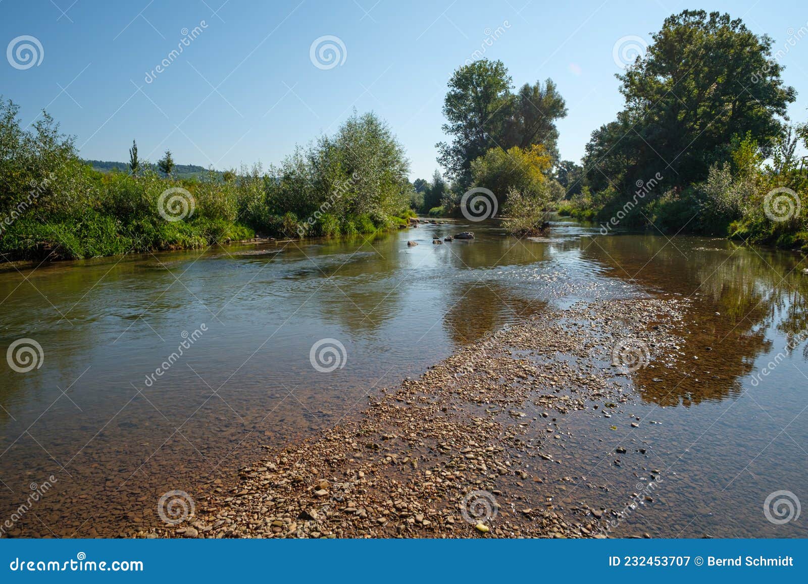 River Rems with Trees and Pebbles Stock Image - Image of stream, pebble ...