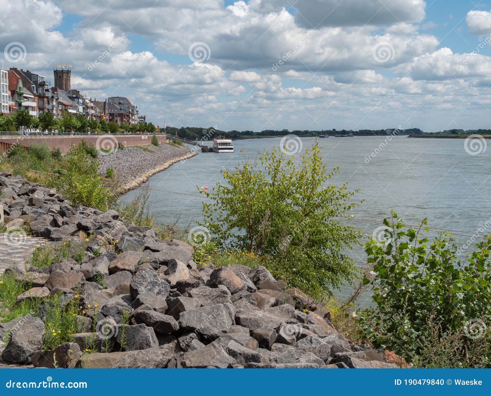 The River Rhine and the City of Emmerich Stock Photo - Image of water ...