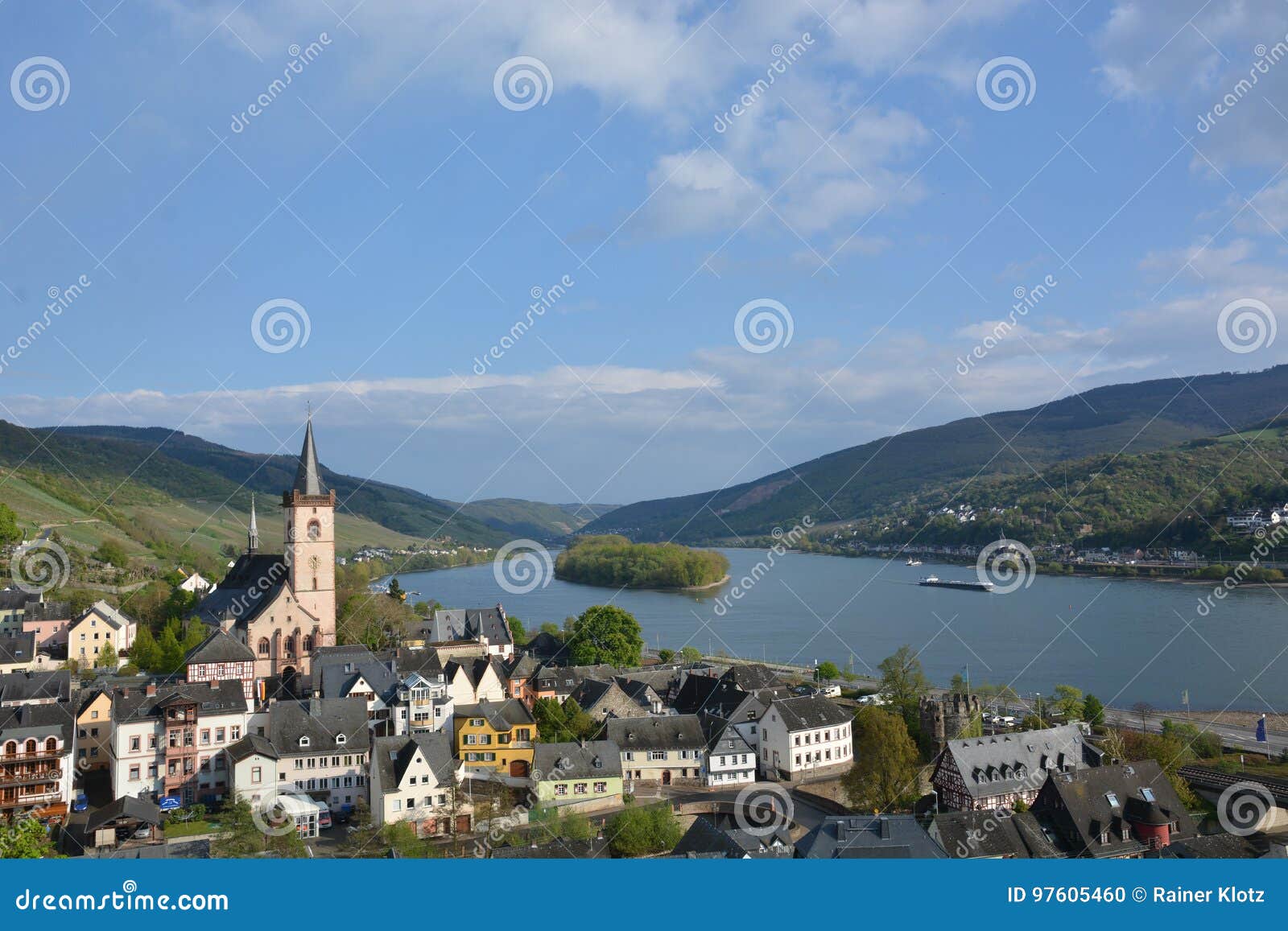 River rhine with Lorch stock photo. Image of gold, golden - 97605460