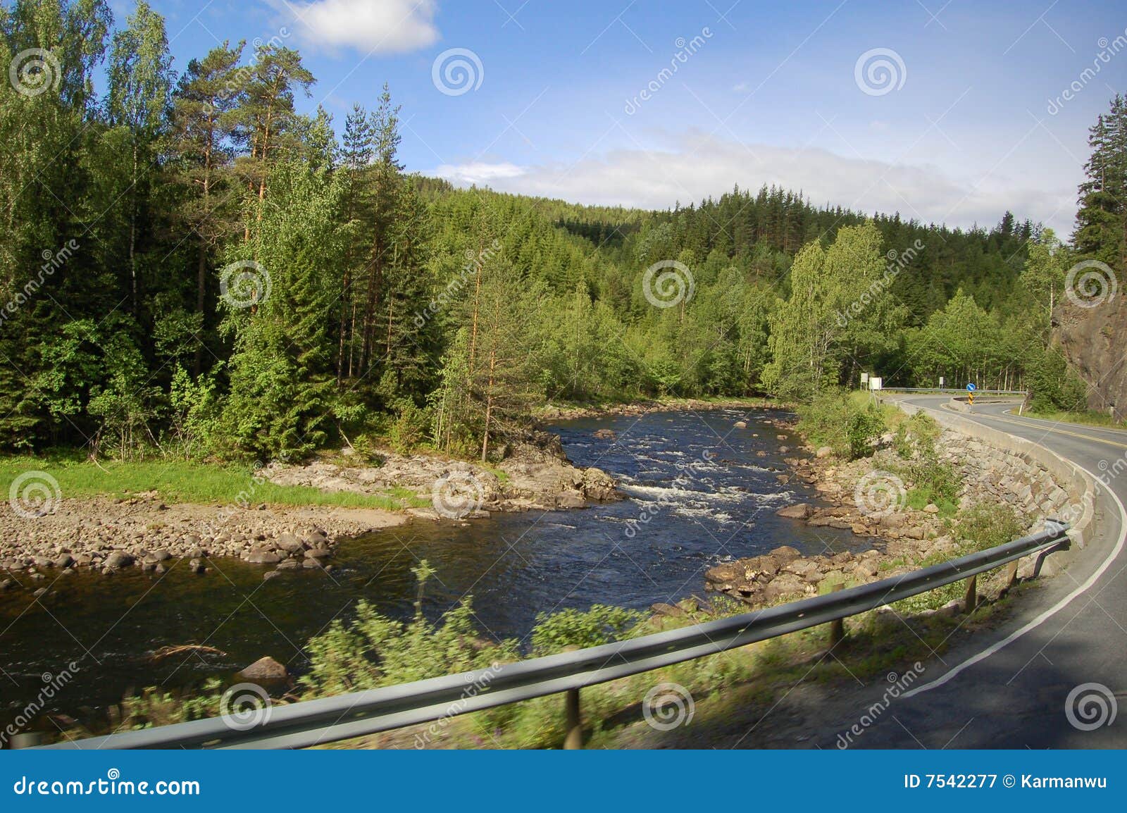 River by the road stock image. Image of nature, trees - 7542277