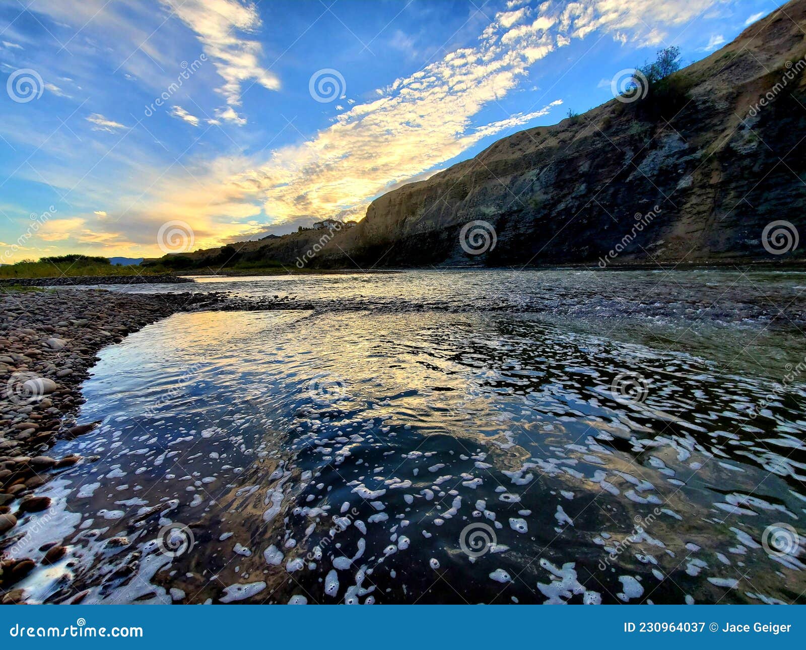 River Rock Sunset Surf Beach Stock Image - Image of river, beach: 230964037