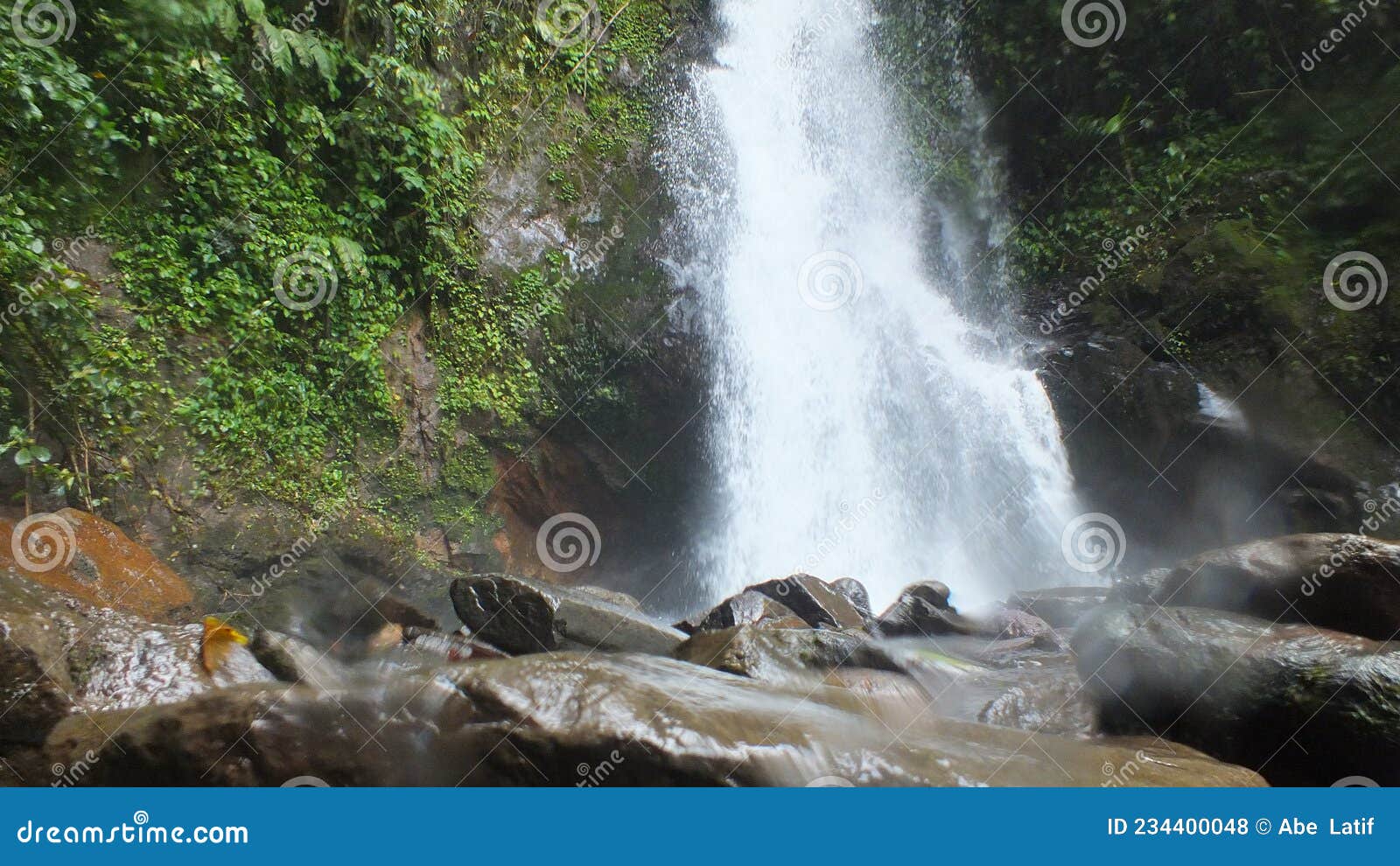 River Rock with Waterfall Background Stock Photo - Image of falling ...