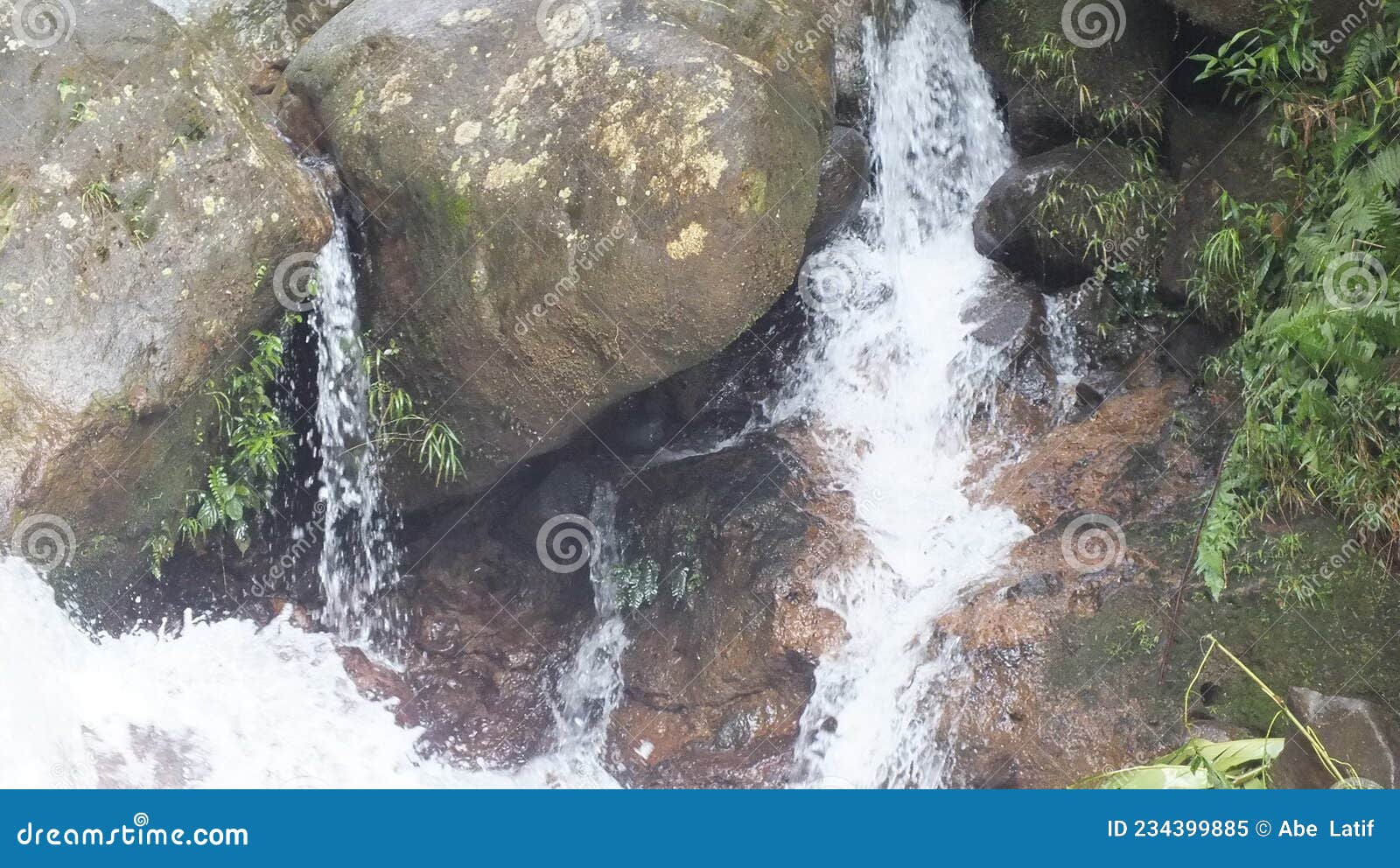 River Rock with Waterfall Background Stock Image - Image of decoration ...