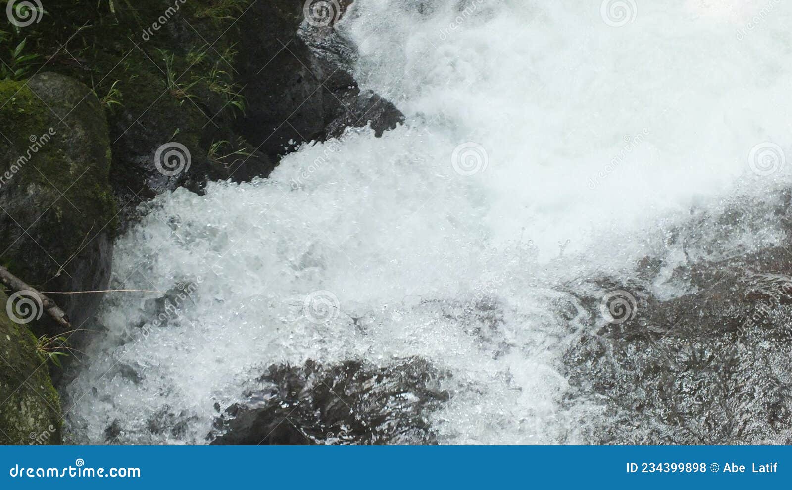 River Rock with Waterfall Background Stock Photo - Image of blue ...