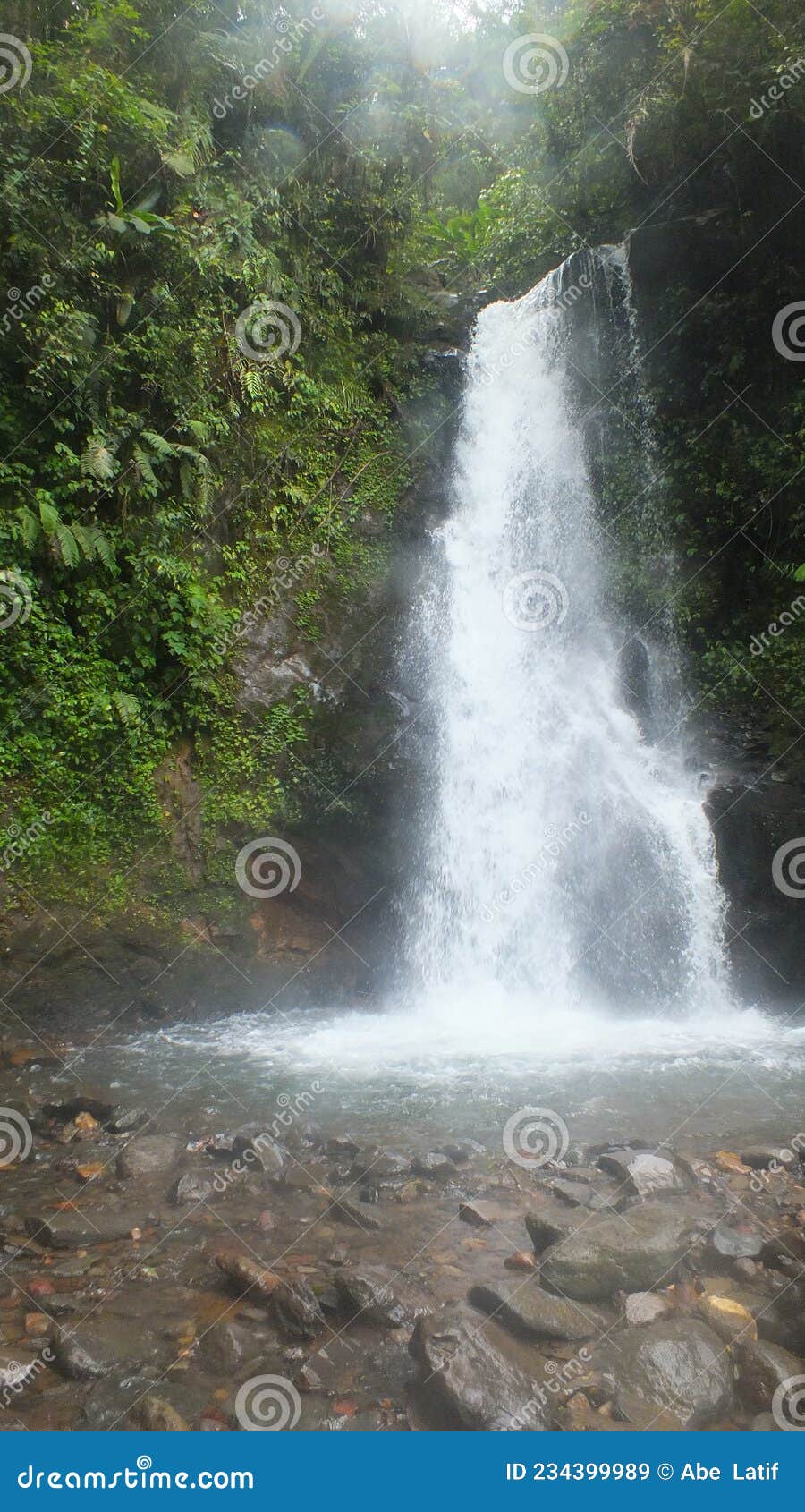 River Rock with Waterfall Background Stock Image - Image of rain ...