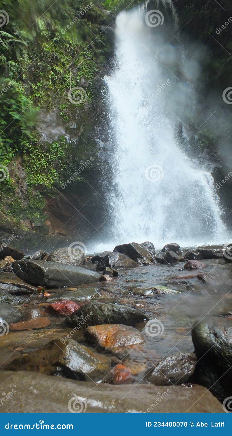 River Rock with Waterfall Background Stock Photo - Image of drop ...