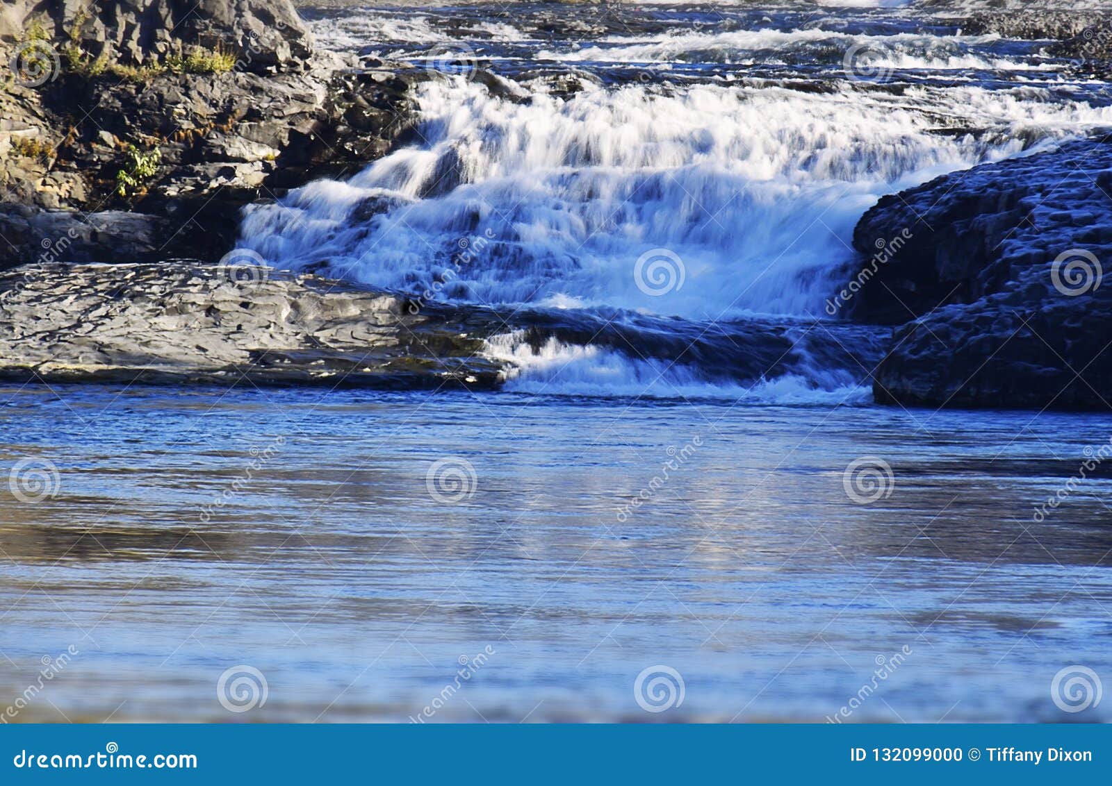 River rock waterfall stock photo. Image of rock, sunny - 132099000