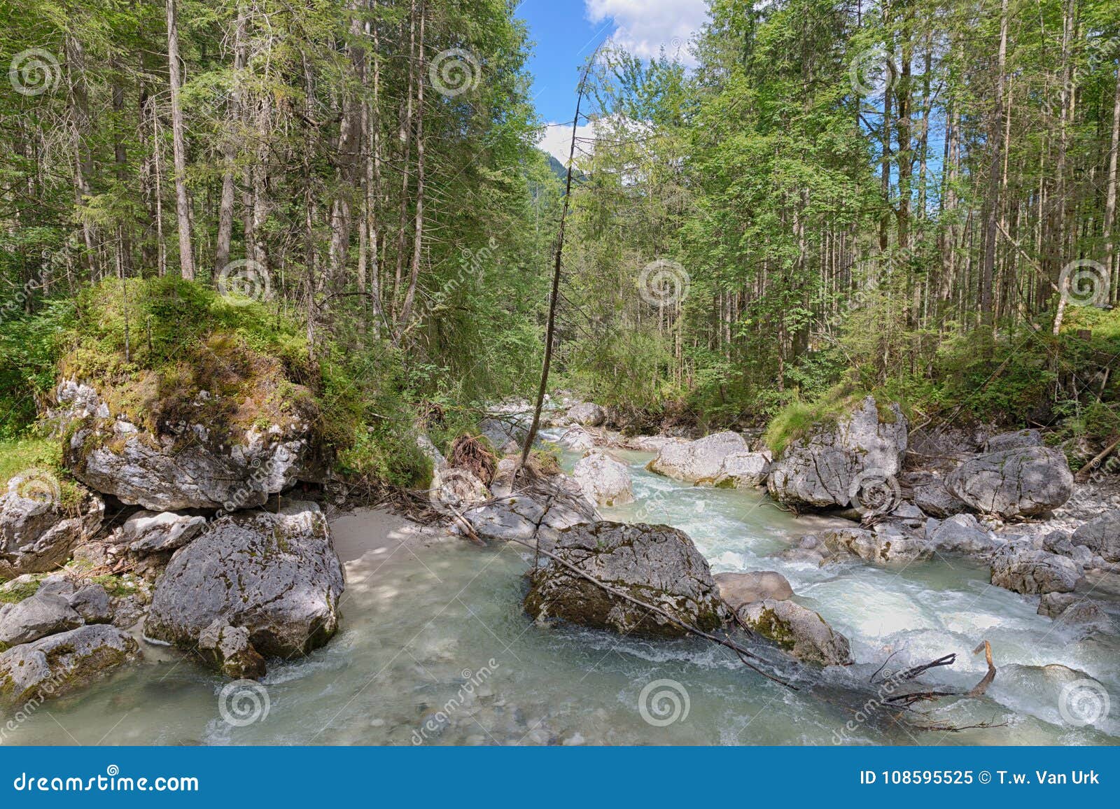 River with Rocks and Fast Streaming Water in Bavarian Alps Stock Image ...