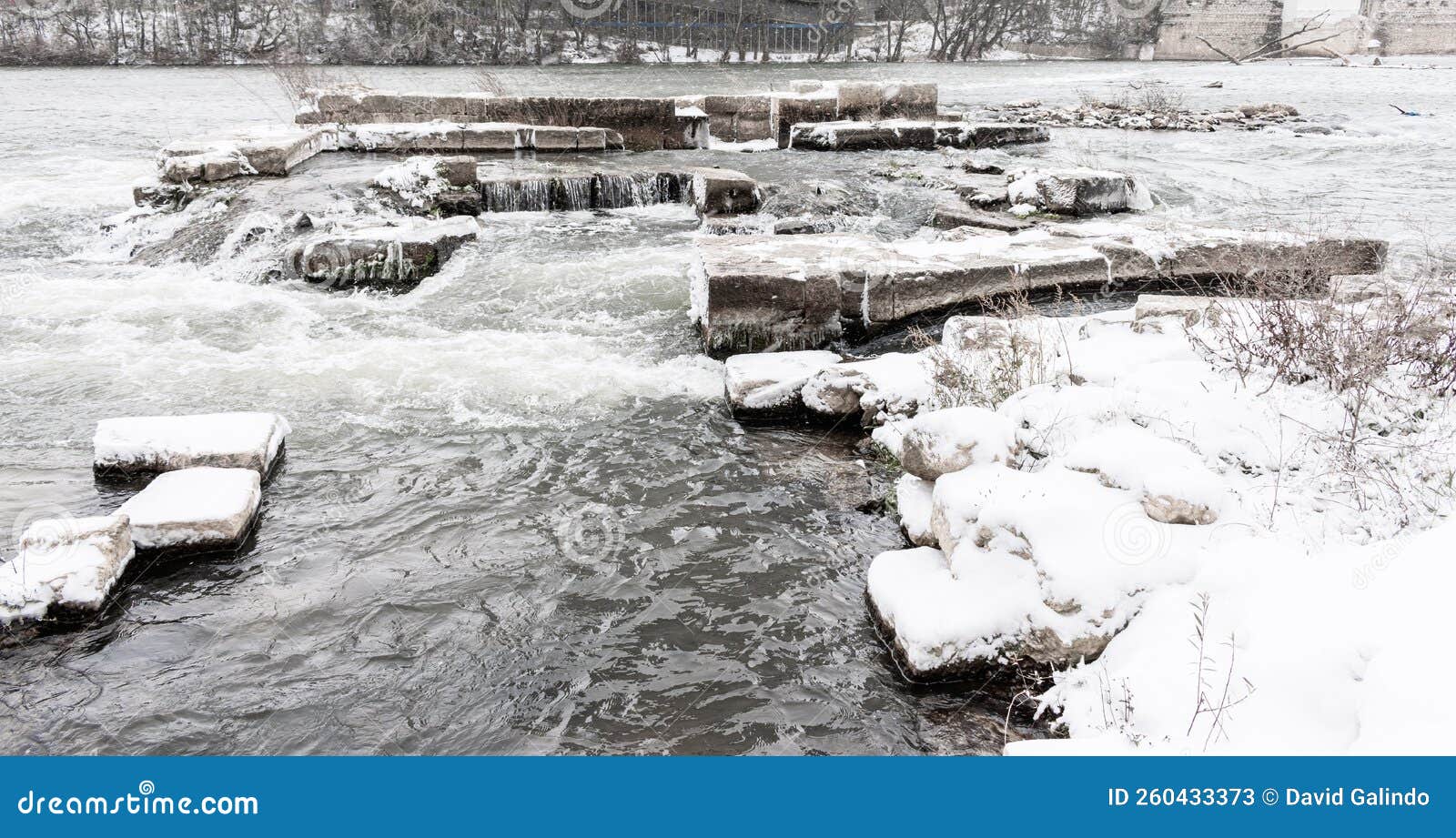 River with Rocks Snow and Ice in Winter Stock Image - Image of cold ...