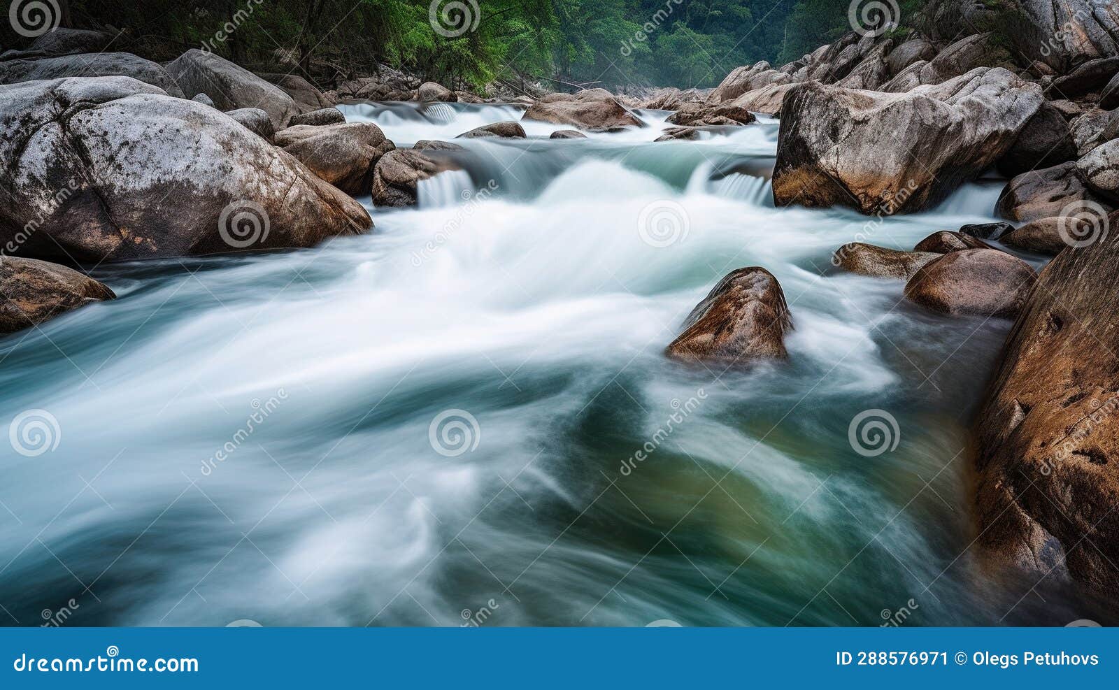 A River with Rocks and Water Moving through the Middle of it Stock ...