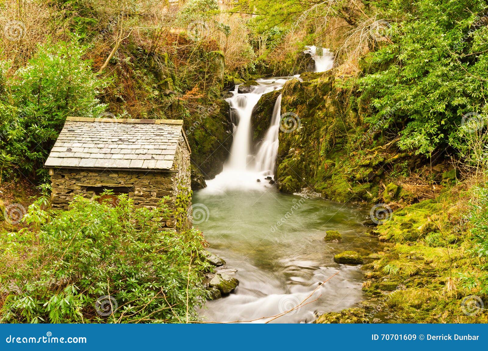 River Rothay falls stock image. Image of leaves, nature - 70701609
