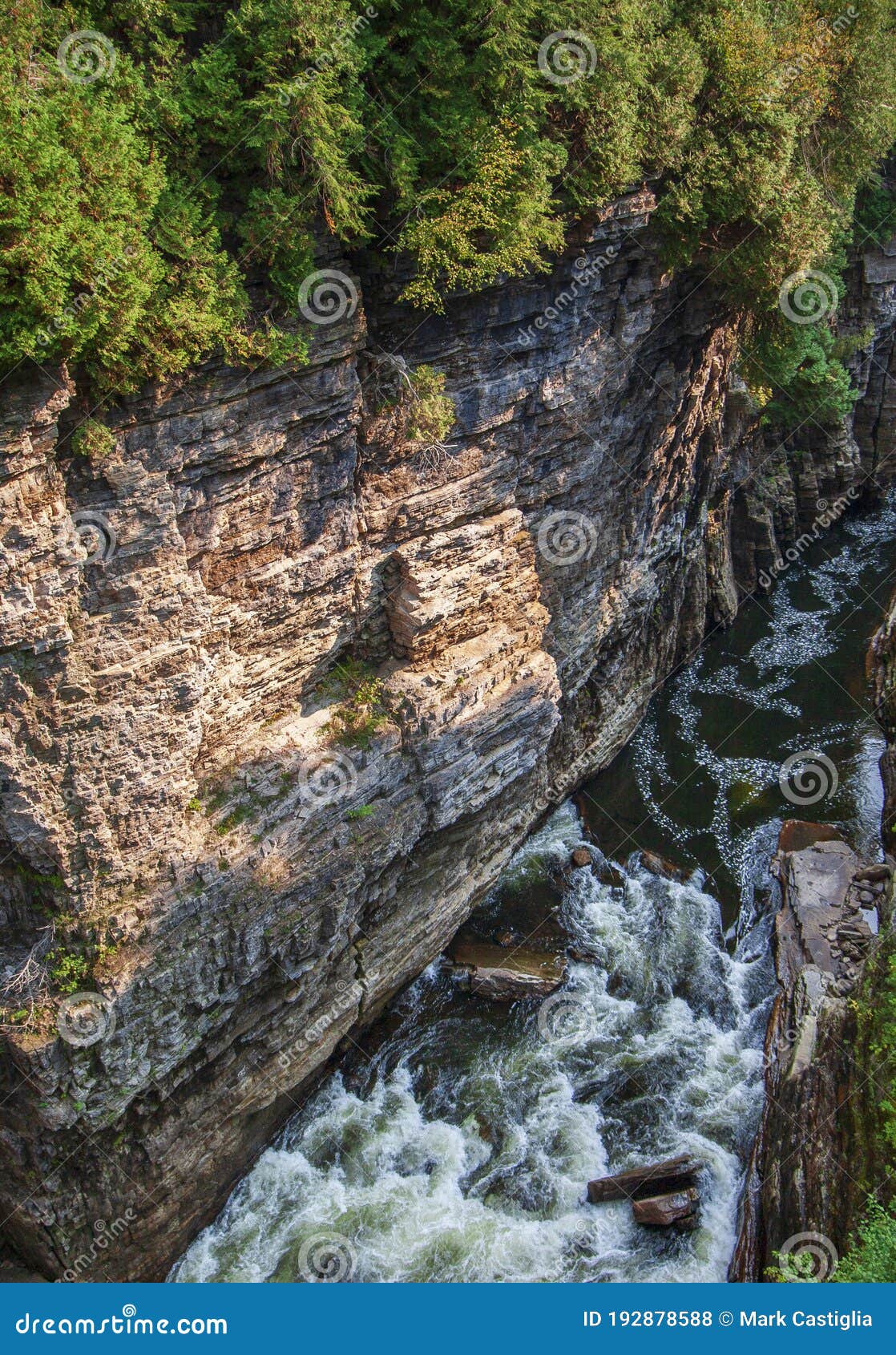 River Running through Deep Gorge Revealing Many Strata of Sedimentary ...