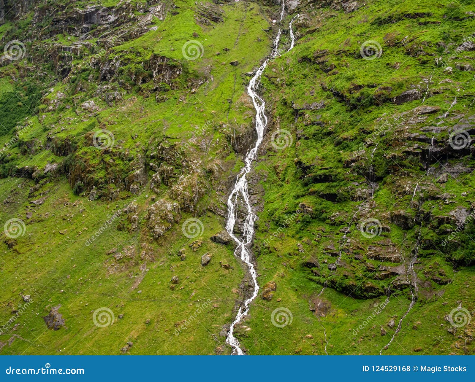 River Running Down a Hillside Stock Photo - Image of daylight, aerial ...