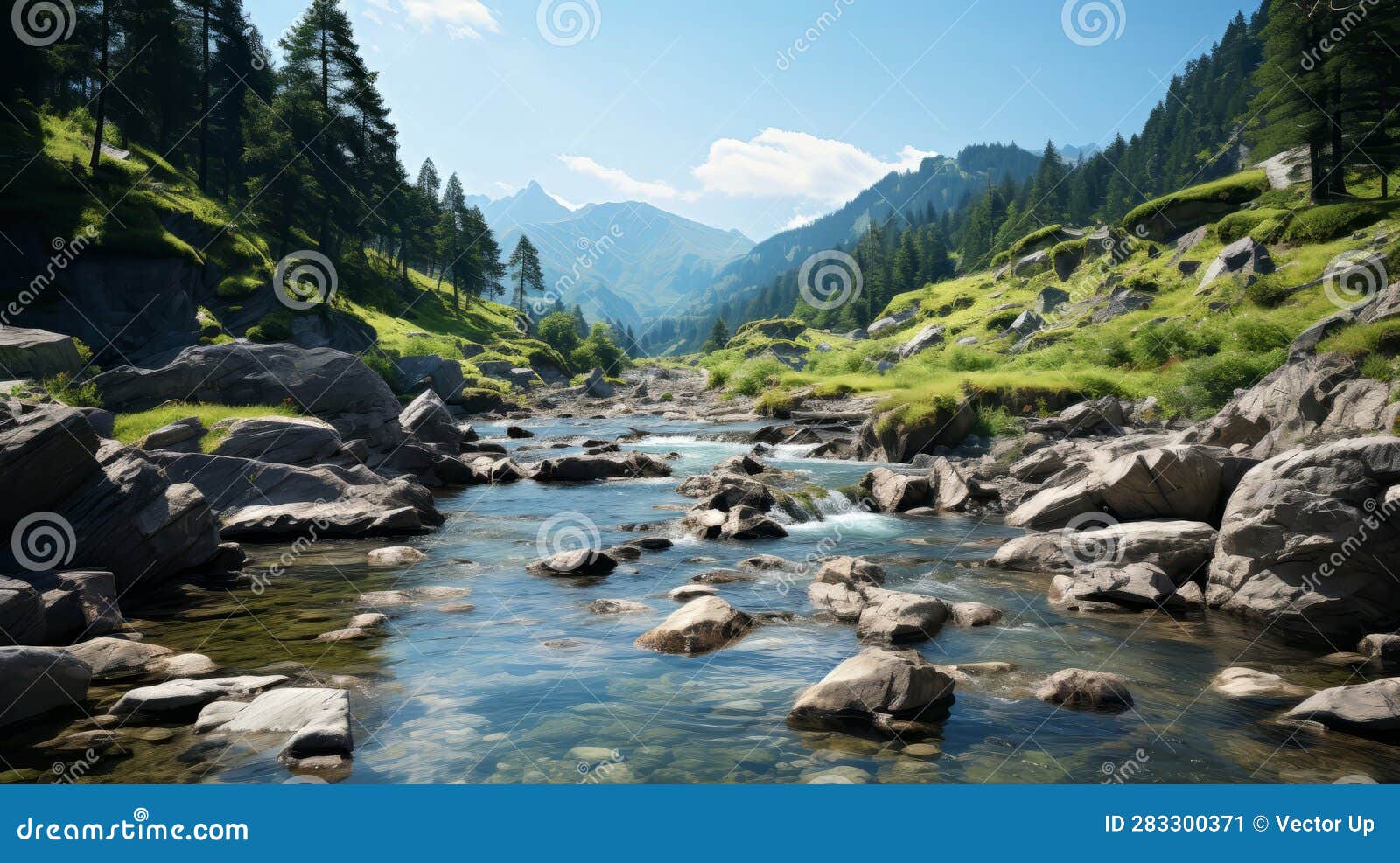 A River Running through a Rocky Area. Generative AI. Stock Illustration ...
