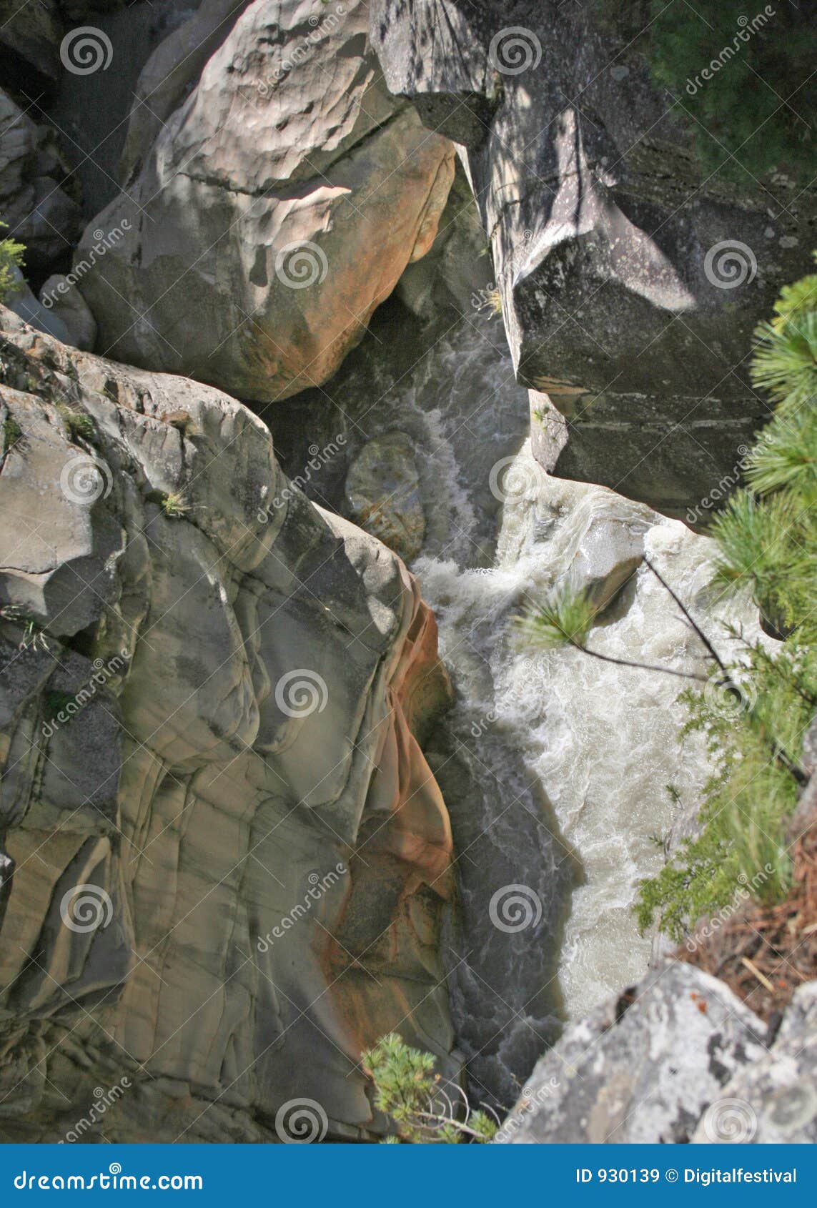 River Rushing through Deep Mountain Gorge Stock Image - Image of ...