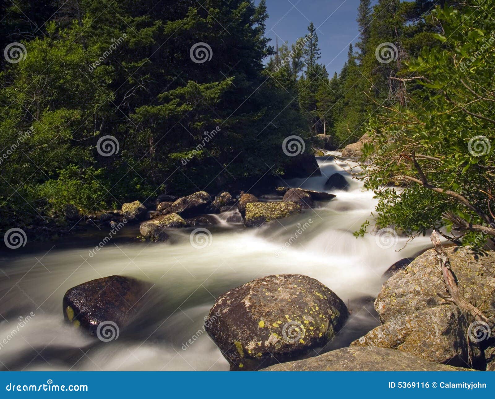 River Rushing Down a Dark Green Mountain Stock Photo - Image of ...