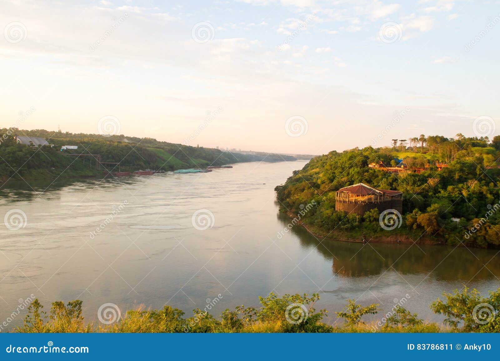 Confluence Of Iguazu And Parava Rivers At Borders Of Chile, Brazil And ...