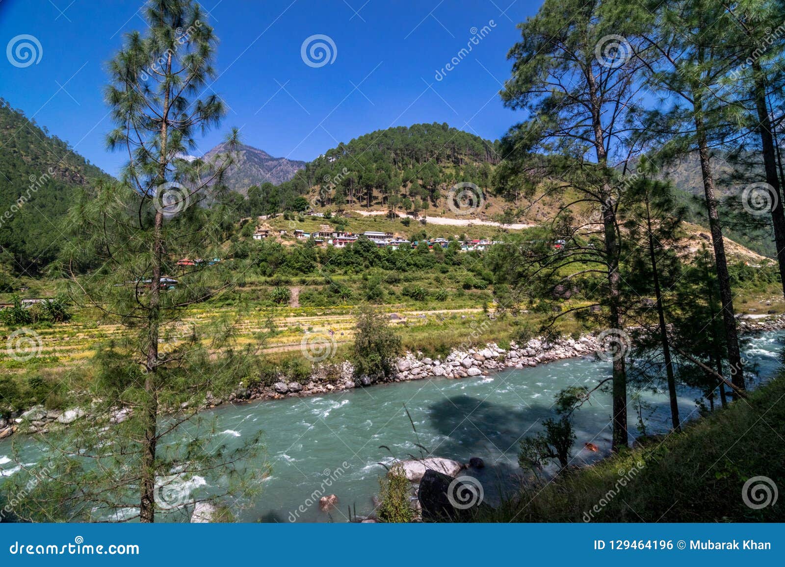 The Himalayan River stock photo. Image of clouds, architecture - 129464196