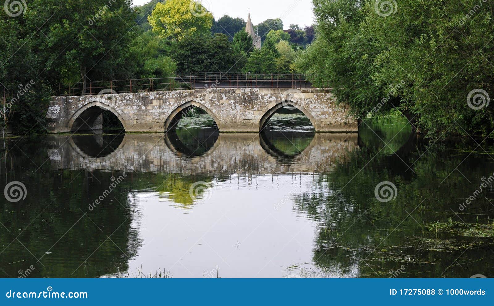River Scene with an Old Stone Bridge Stock Photo - Image of outdoor ...