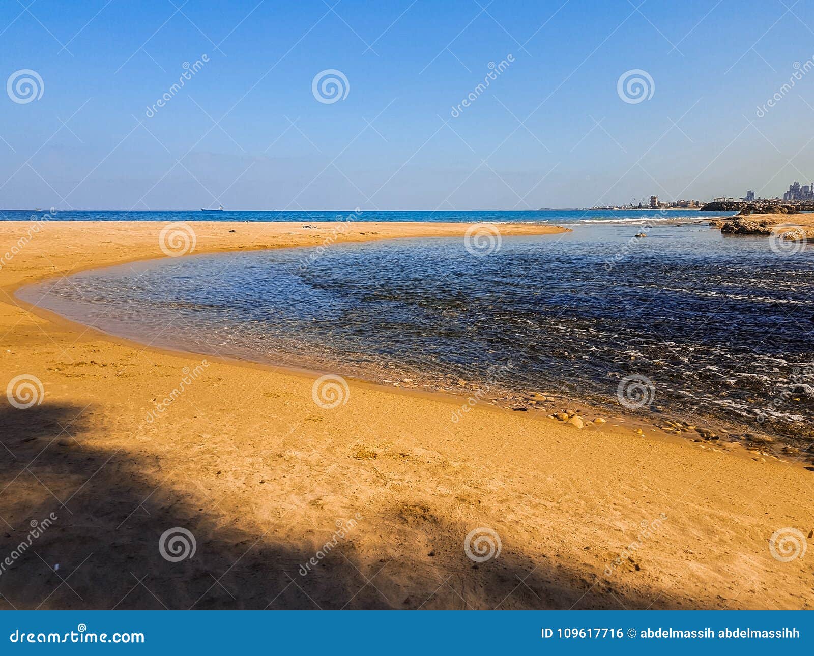 River into the sea stock photo. Image of river, sand - 109617716