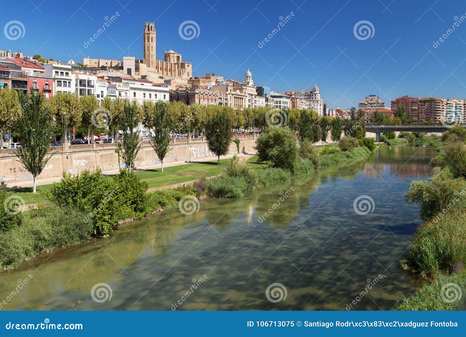 River Segre through Lleida stock image. Image of landscape - 106713075