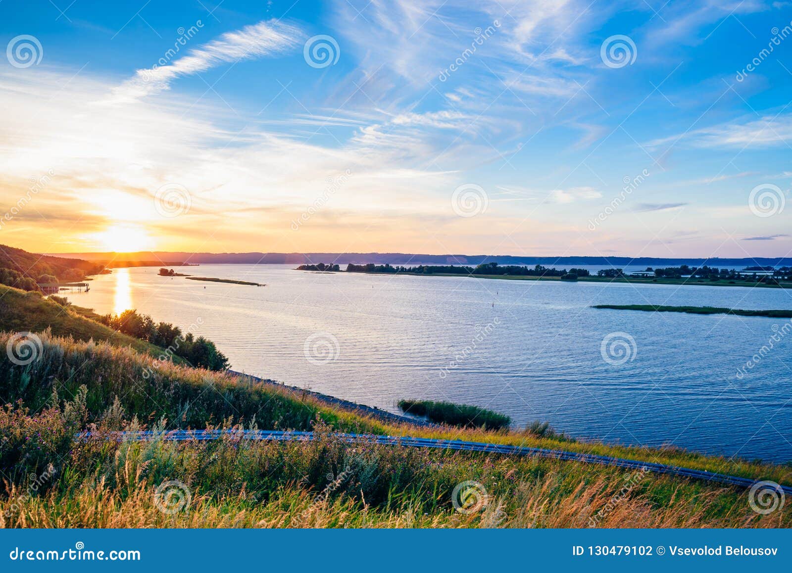 River Shore in the Sunset Light. Stock Photo - Image of russia, ecology ...