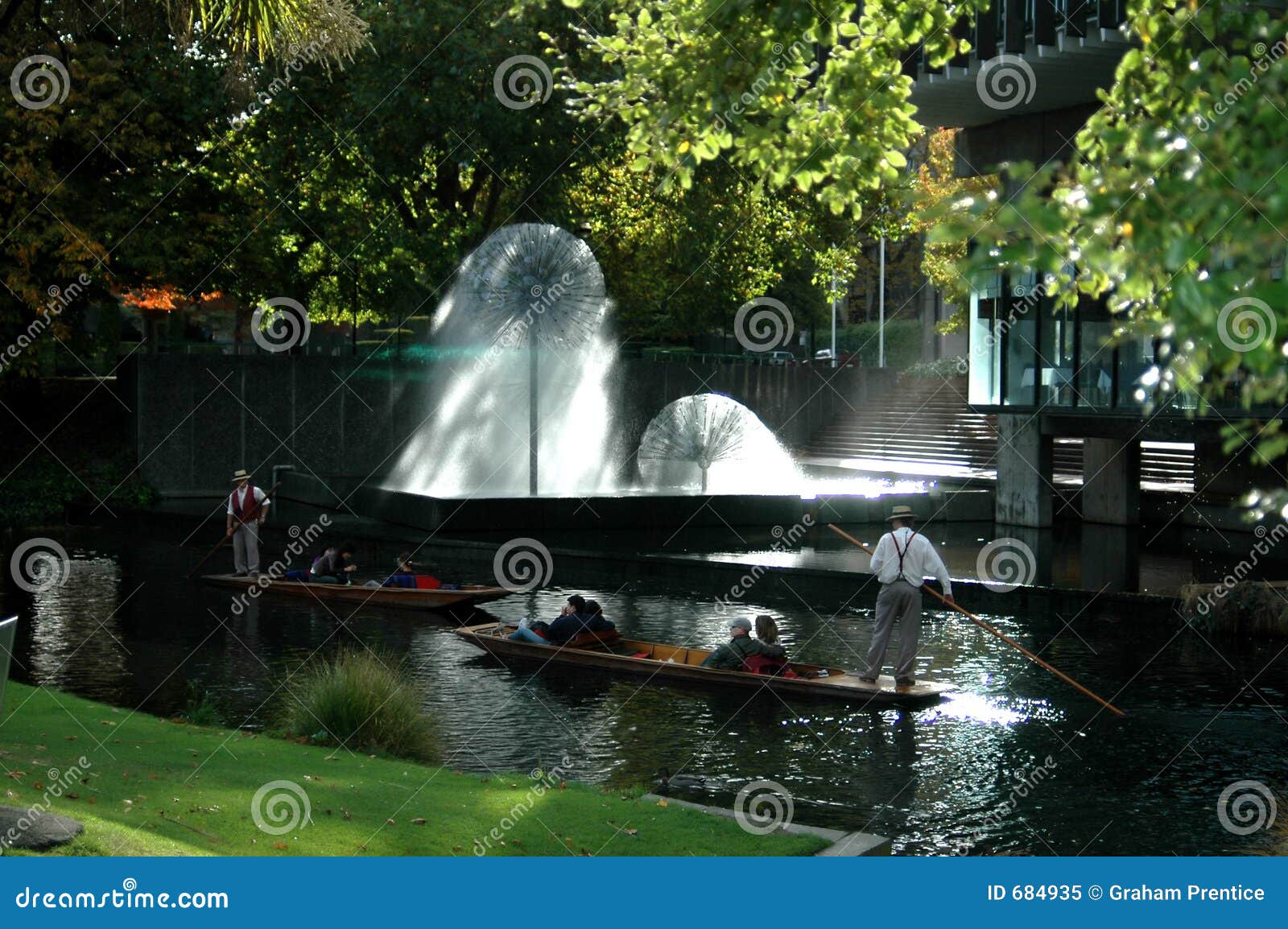 River side Fountain stock image. Image of boat, water, round - 684935