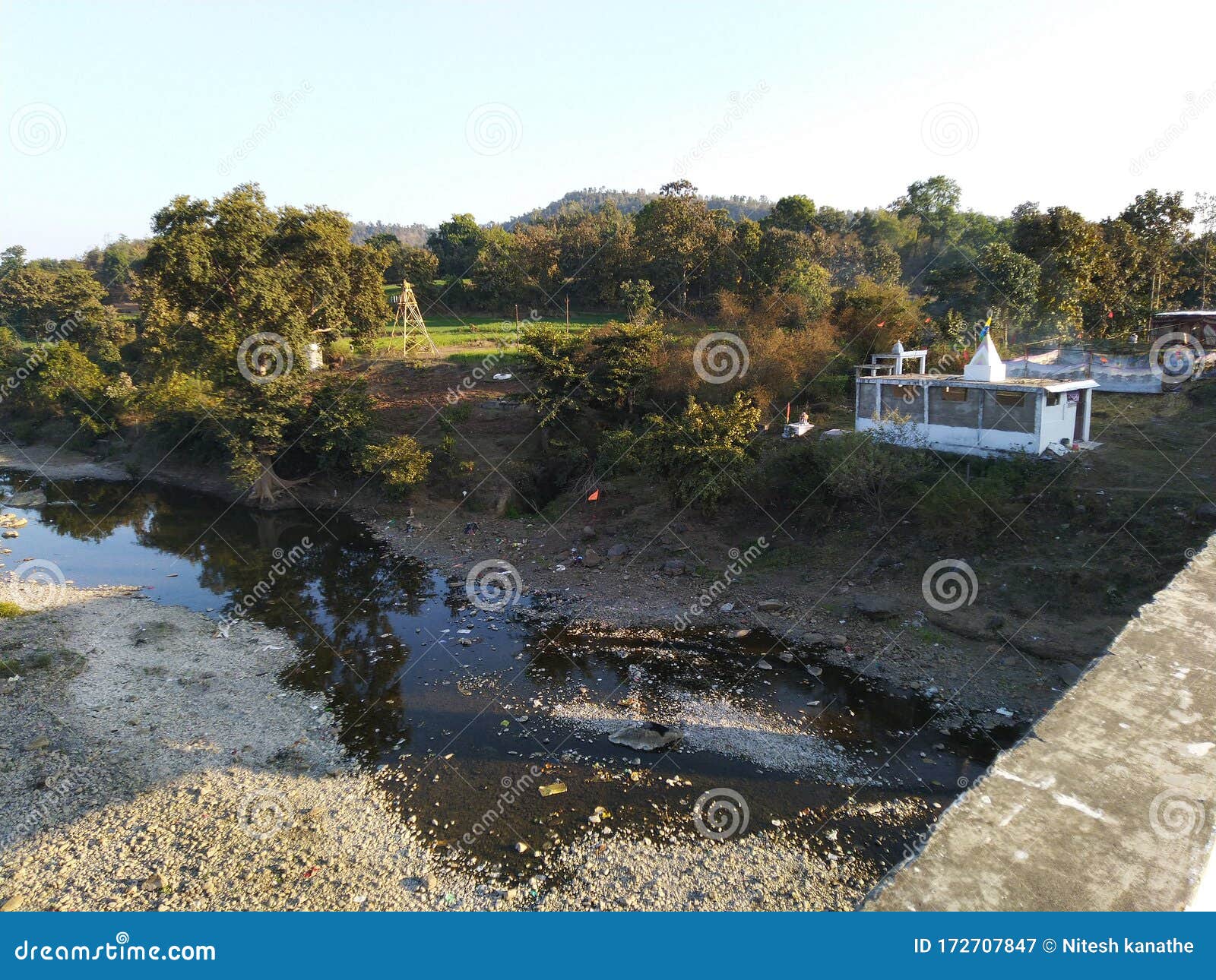 A River Side Temple and in River Some Stop Water Stock Image - Image of ...