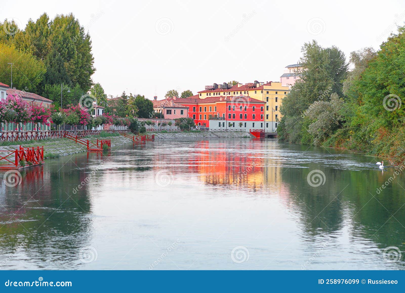 River Sile Treviso stock image. Image of trees, castle - 258976099