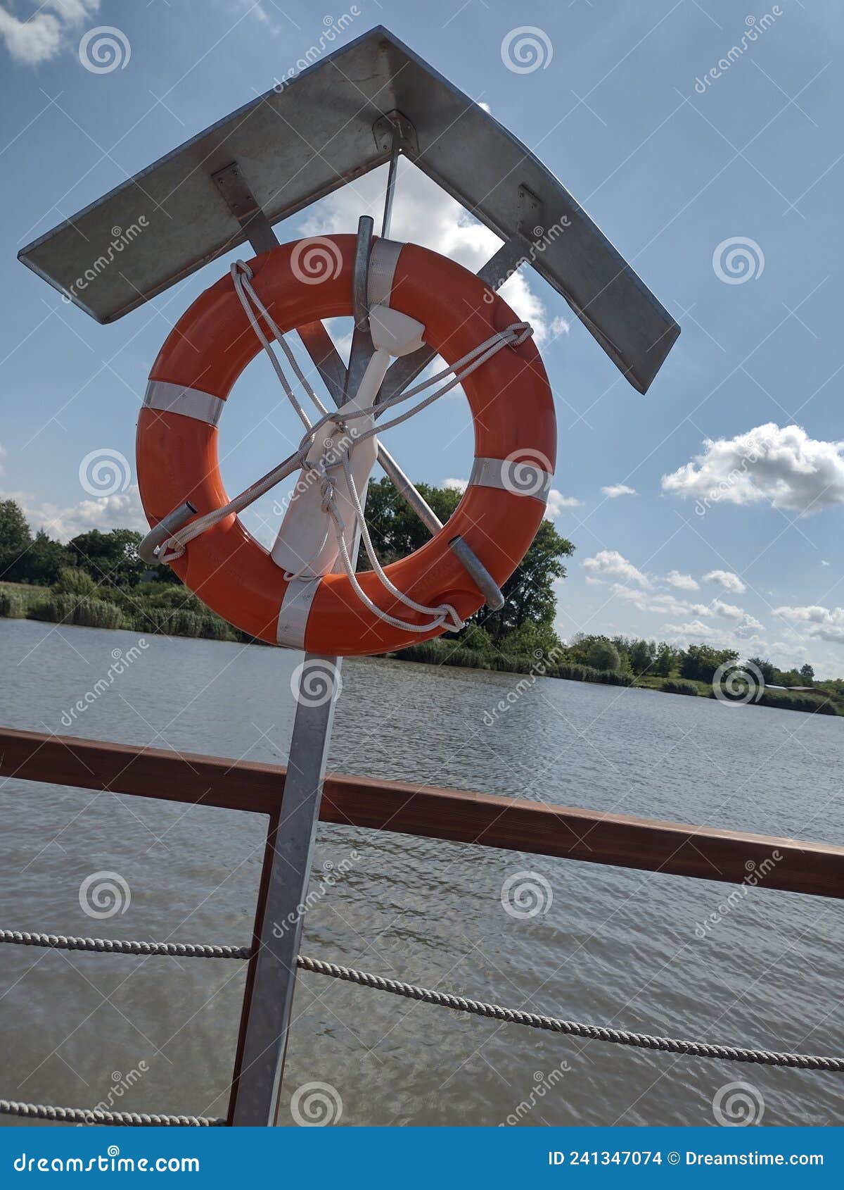 River with Sky and Classic Rescue Hoop Stock Photo - Image of rescue ...
