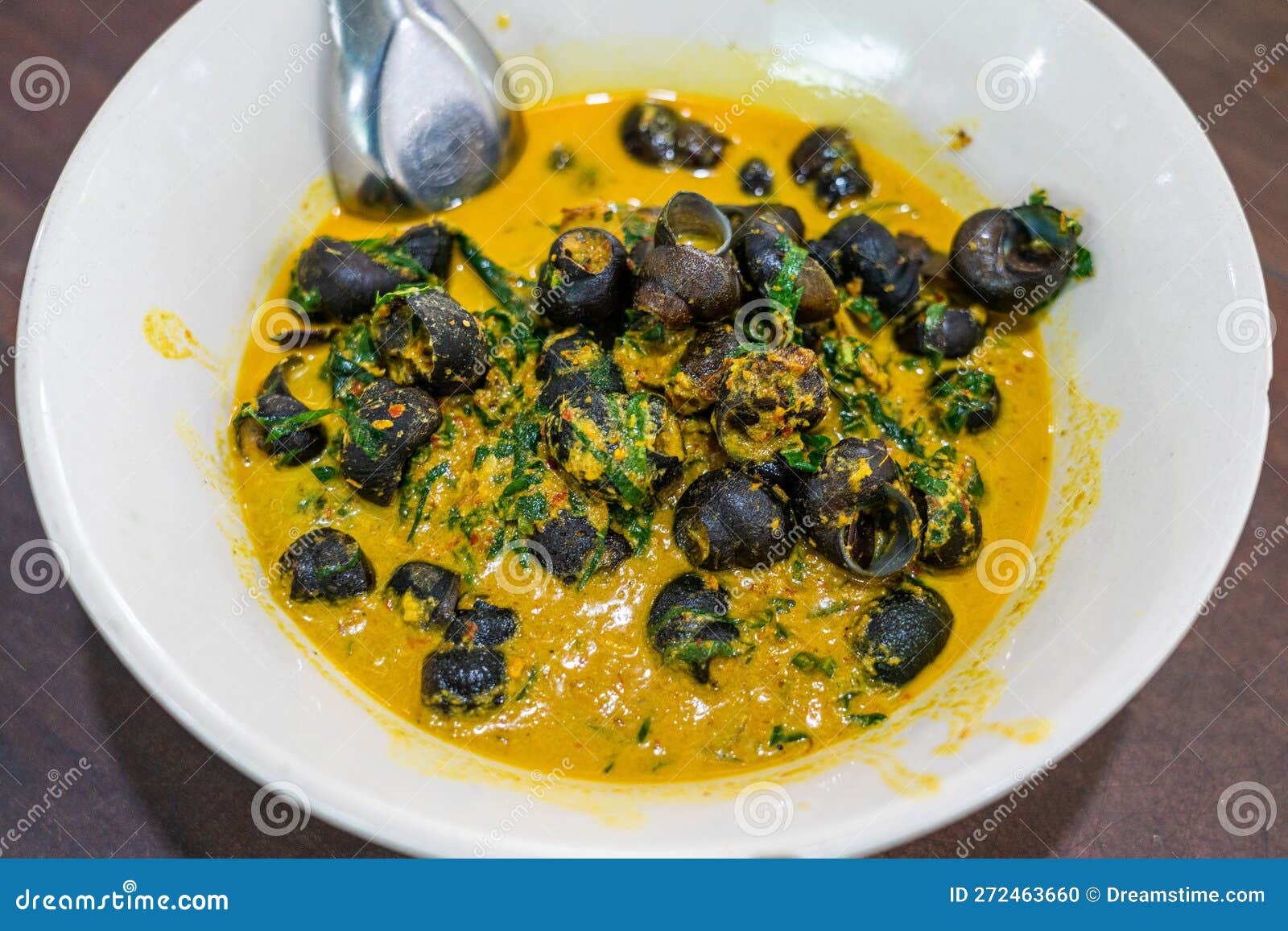 River Snail with Betel Leaves Curry Stock Photo - Image of shellfish ...