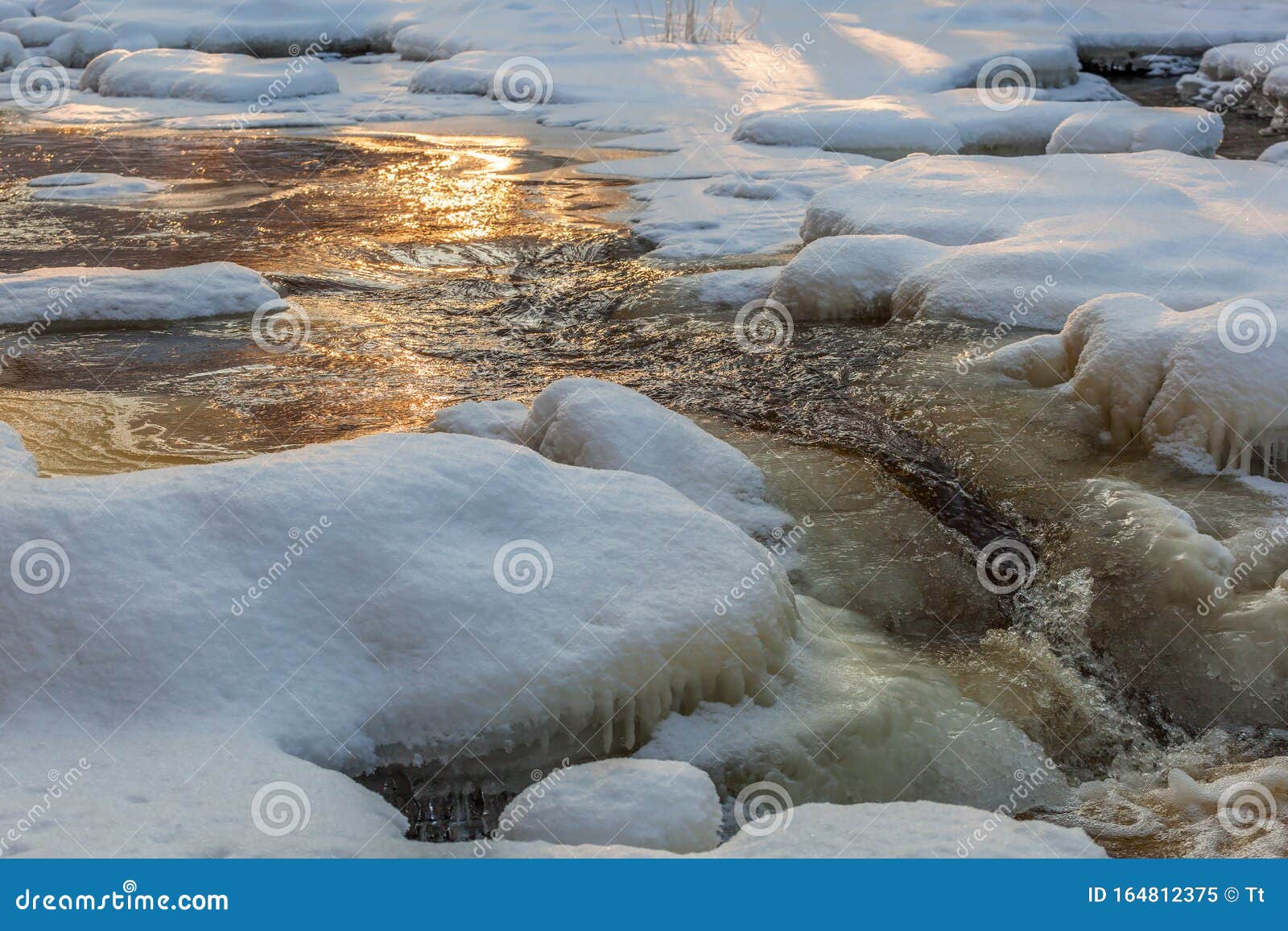 River with snow and ice stock image. Image of floe, scenery - 164812375