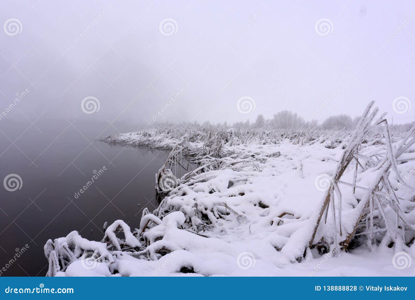 River with Snow and Ice in the Winter Woods Stock Photo - Image of hoar ...