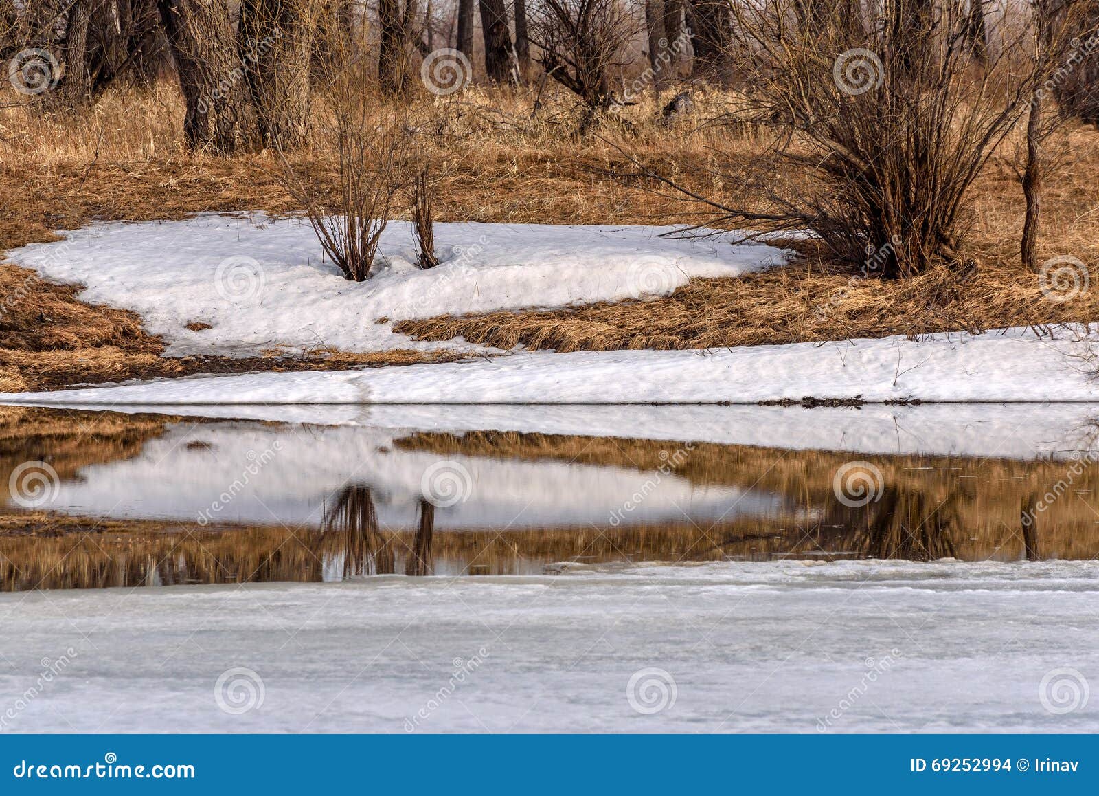 River Snow Reflection Ice Spring Stock Photo - Image of shadows ...
