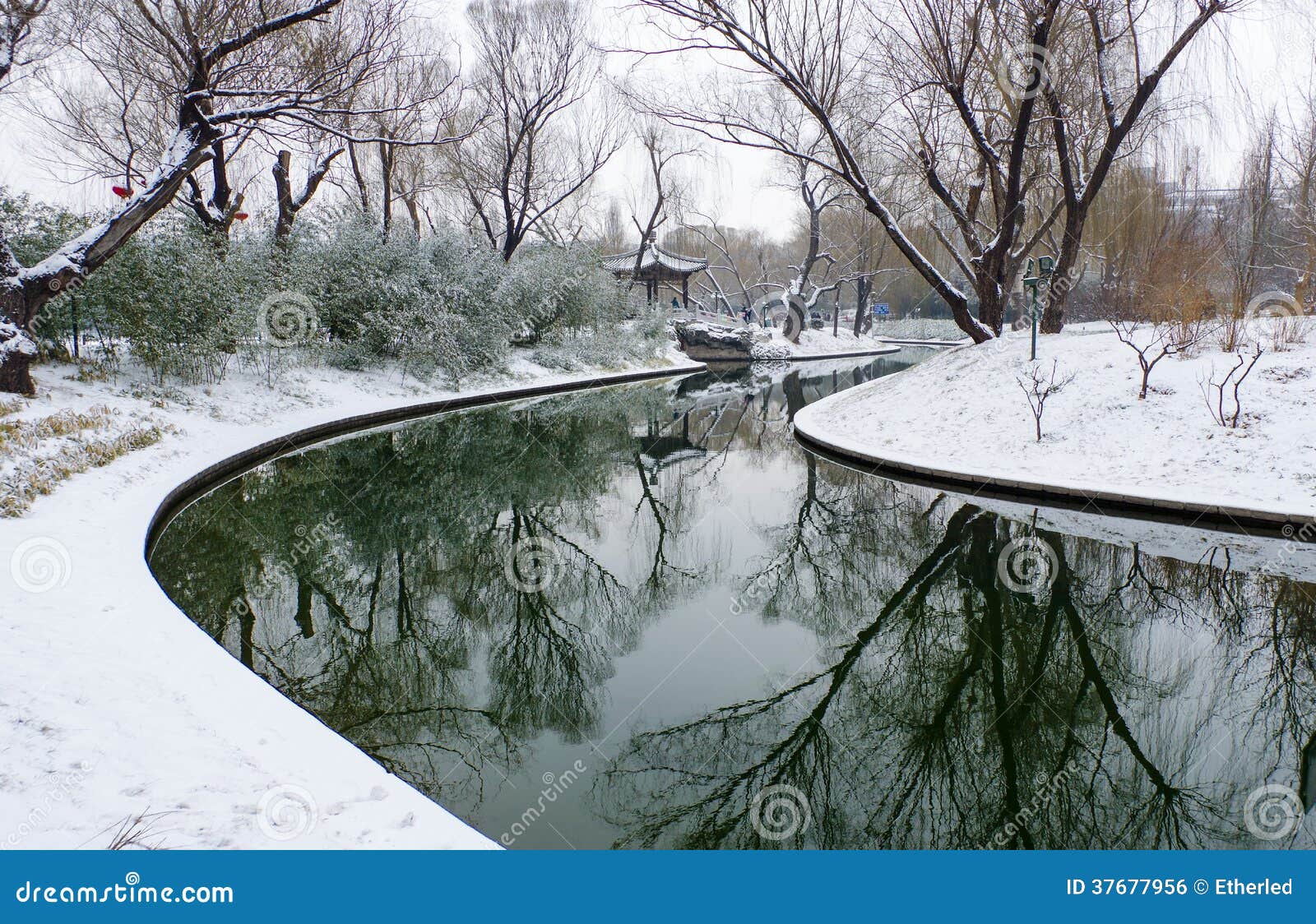 River in snow stock photo. Image of reflection, lake - 37677956