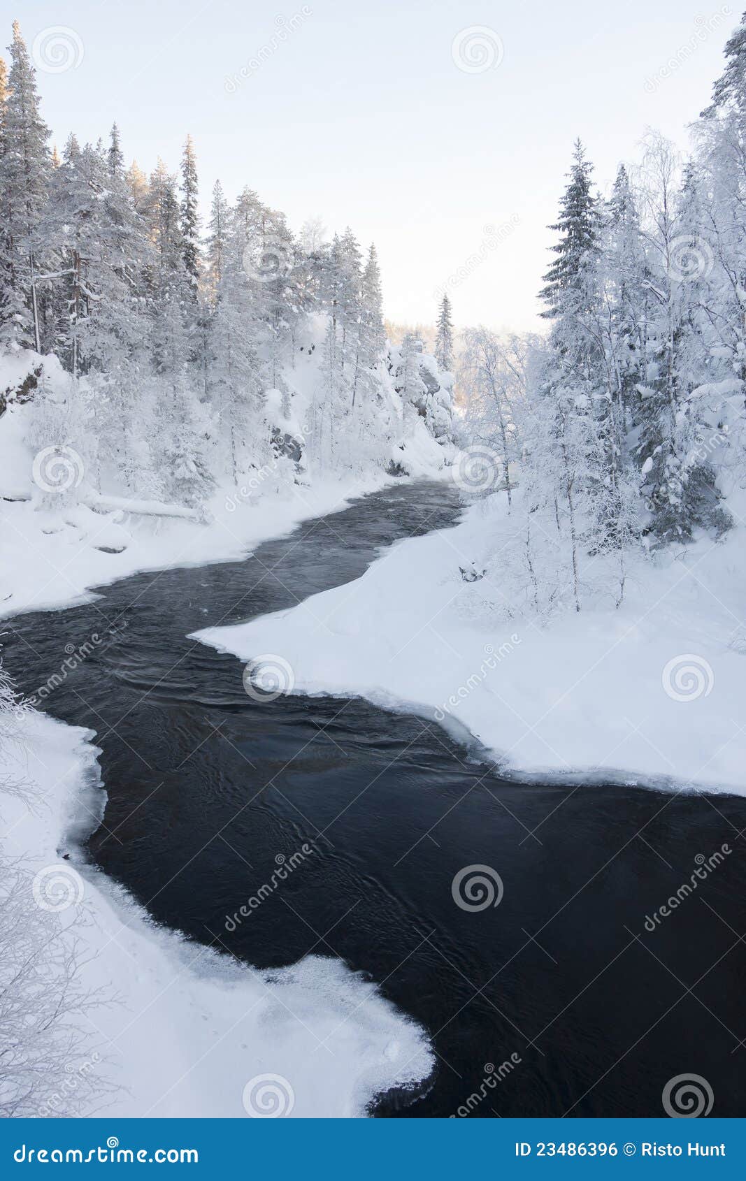 A River on a Snowy Landscape Stock Photo - Image of outdoor, season ...