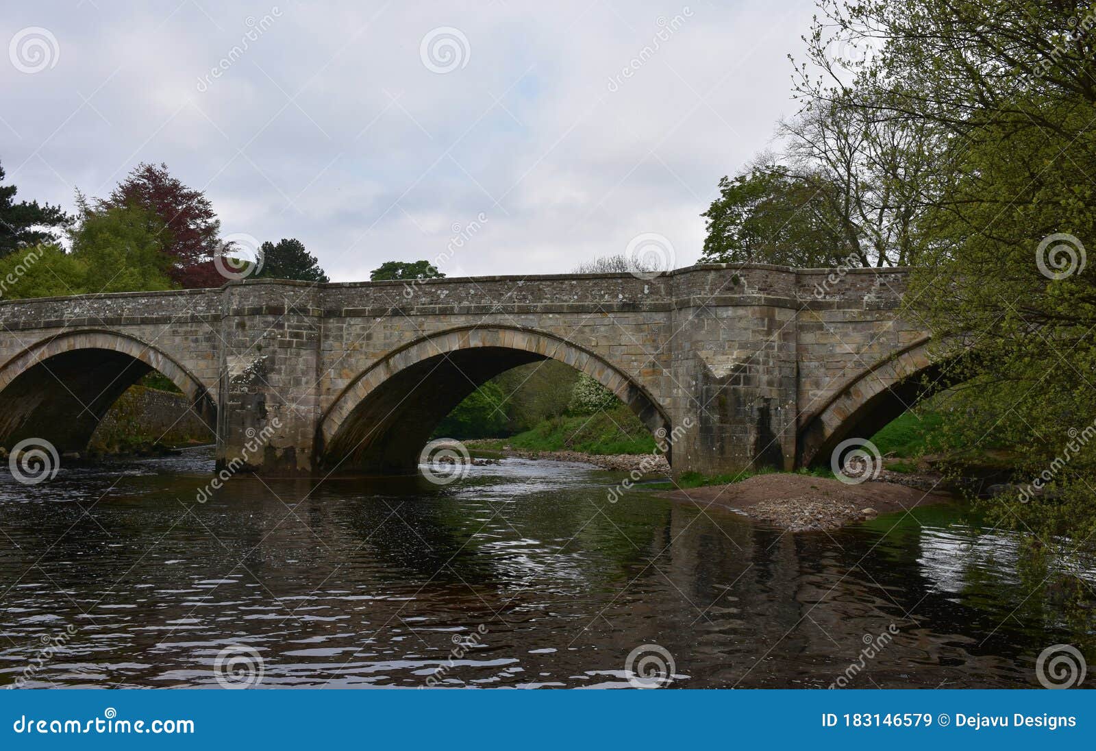 Bridge with Fantastic Arches Over a River Stock Image - Image of arches ...
