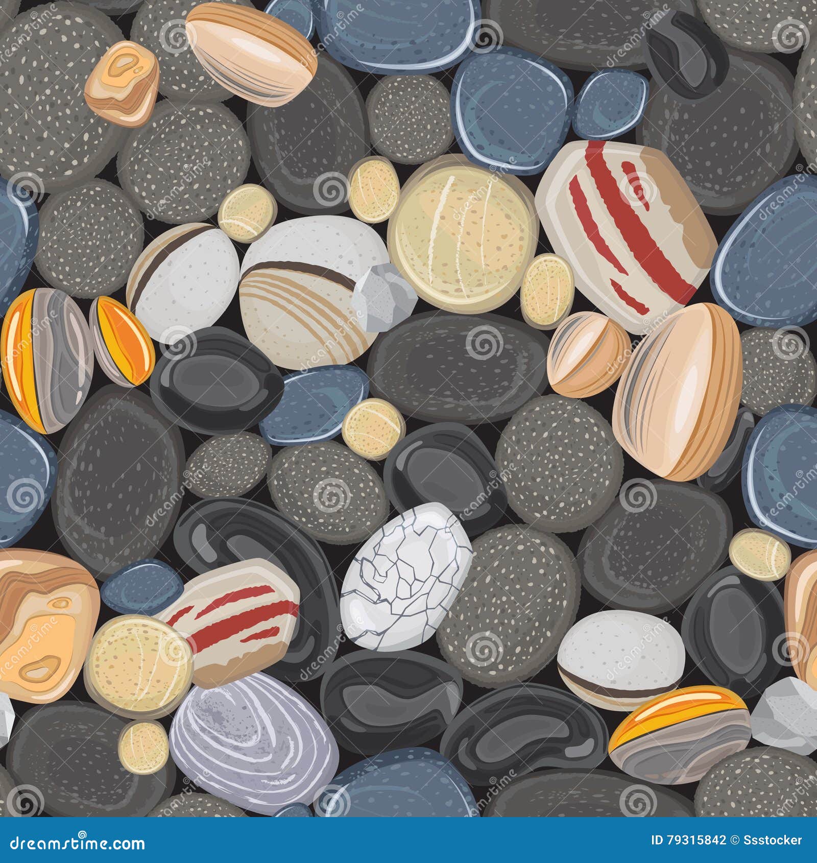 River Stones Seamless Pattern Stock Vector - Illustration of coastal ...